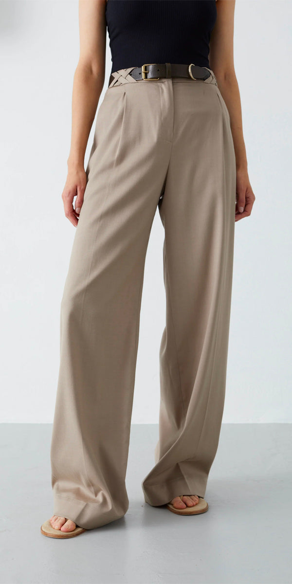 Mother of Pearl Michiko Trousers in Taupe – ACO Double Bay